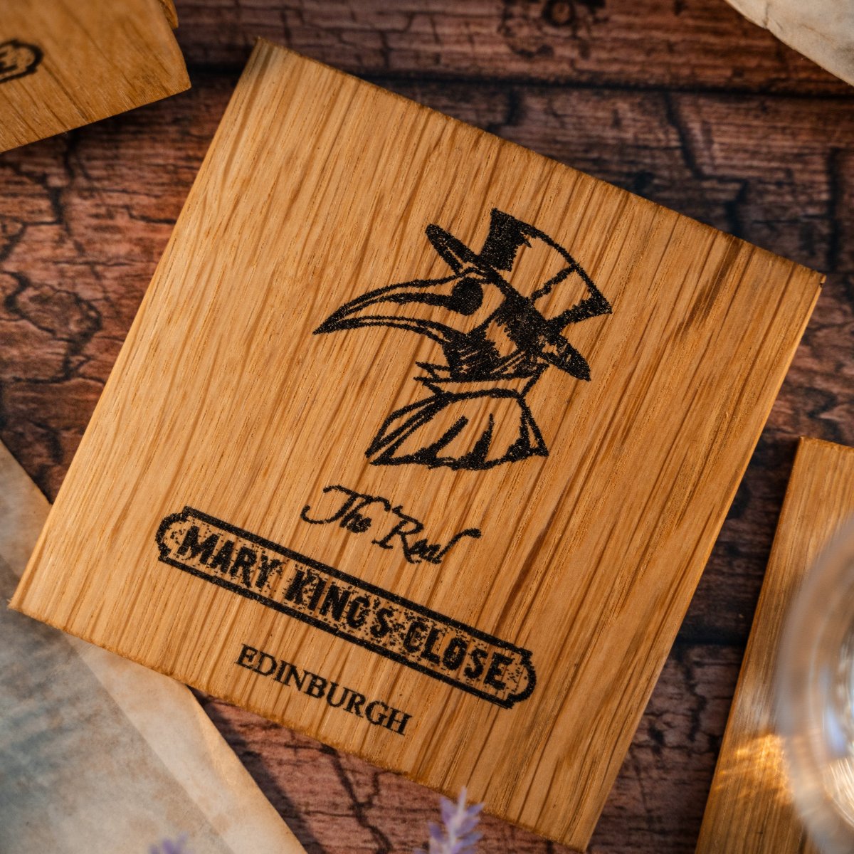 Plague Doctor Oak Coaster – The Real Mary King's Close